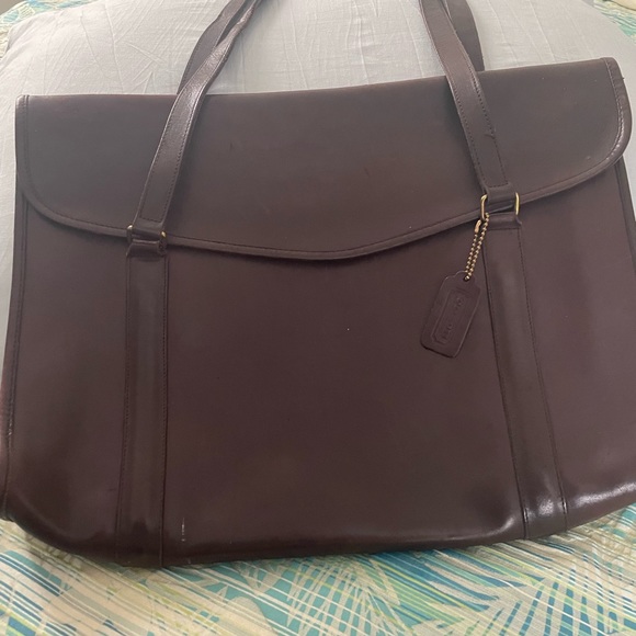 Coach | Bags | Vintage Coach Brown Computer Bag With Straps And Fold ...